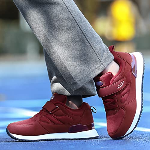 FASDNENDYS Winter Walking Boots Couple Models Women's Middle Aged and Elderly High Top Plus Velvet Shower Shoes for Women Red