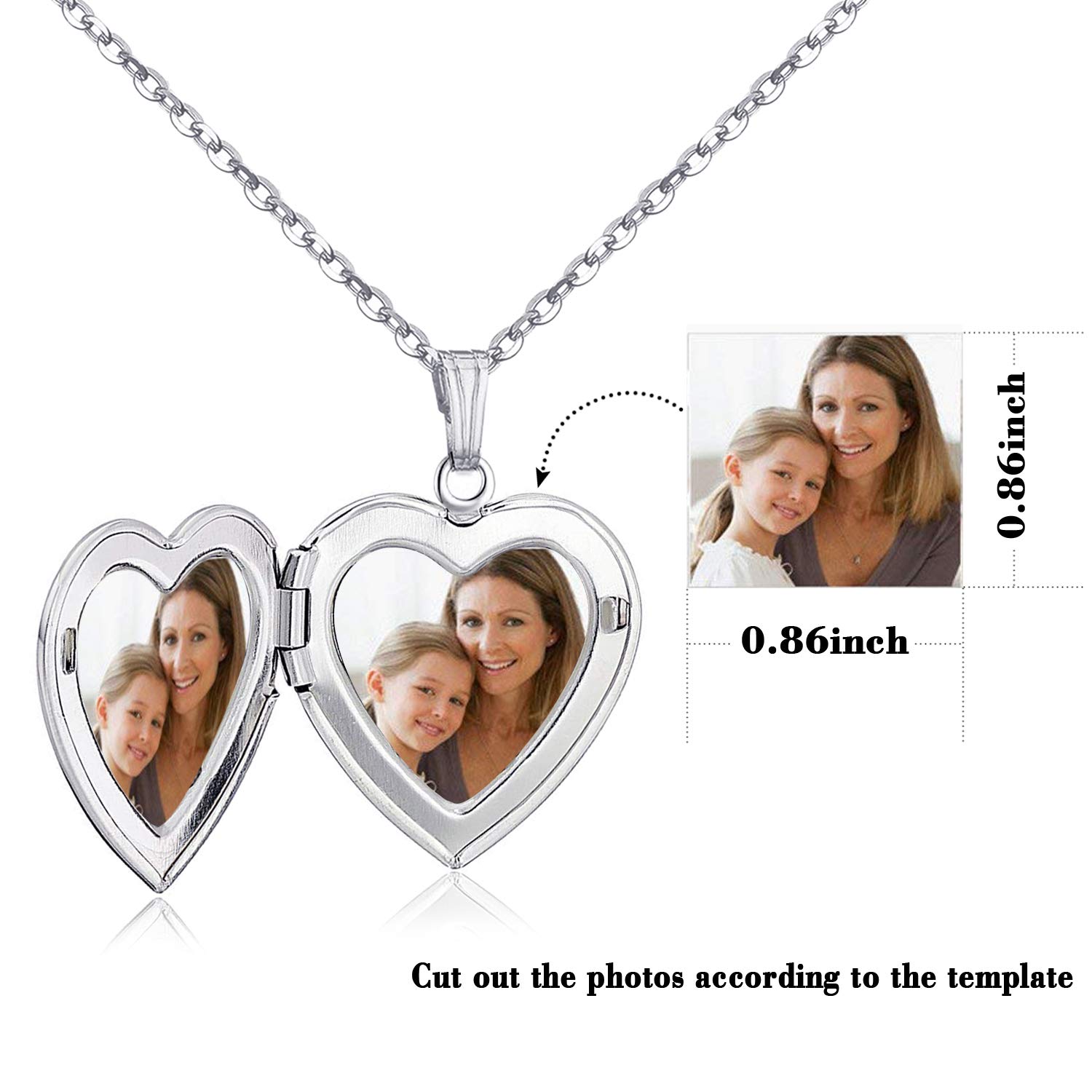 YOUFENG Love Heart Locket Necklace That Holds Pictures Engraved Always in My Heart Memories Photo Lockets (Moon & Back locket)
