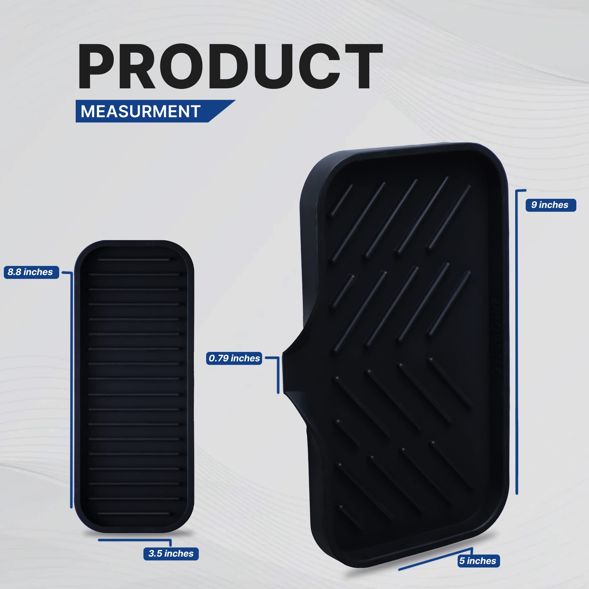 Dropsilc Silicone Sink Tray -Pack of 2 β Black Color β Non-Slip β 45 Degree Groove - Kitchen Sink Tray Keeps The Utensils Dry Ideal for organizing counters in bathrooms Kitchen