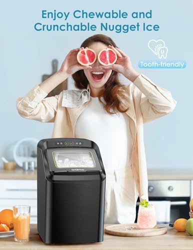 Oraimo Nugget Ice Maker, Ice Makers Countertop, 26 Lbs/Day Tooth-Friendly Chewable Ice with Self-Cleaning & Auto Water Refill, Sonic Pebble Ice Maker Machine for Party, RV, Home and Kitchen