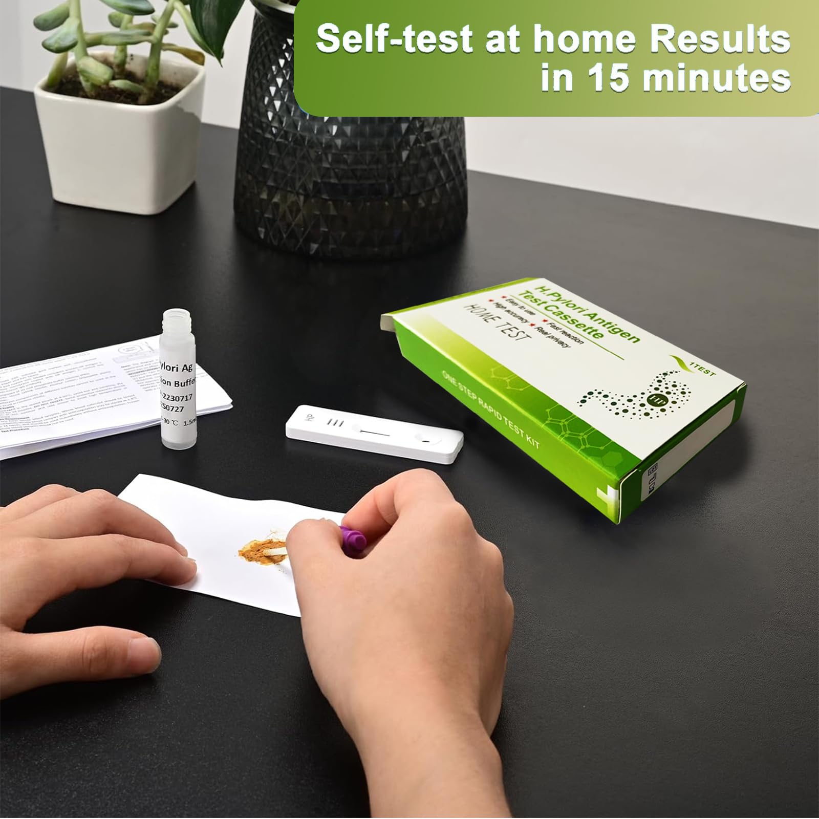 Helicobacter Pylori Stool Test Kits, H. Pylori,h. Pylori Stool (Antigen)10-15 Minutes of Quick Home Testing, The Result is Highly Accurate, Easy to Read and use,2 Test
