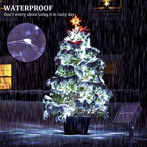 Hemasxing 2 Pack Solar Fairy Lights Waterproof Outdoor, 33ft 100 LED 8 Modes Solar String Lights for Porch Balcony Garden Patio Christmas Decoration (White)