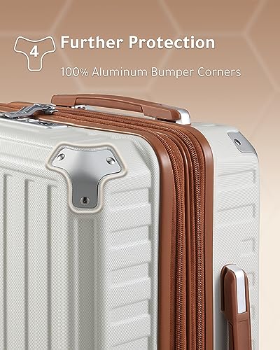 LUGGEX Carry On Luggage 22x14x9 Airline Approved - PC Expandable Hardside Luggage with Spinner Wheels - 4 Metal Corner Hassle-Free Travel