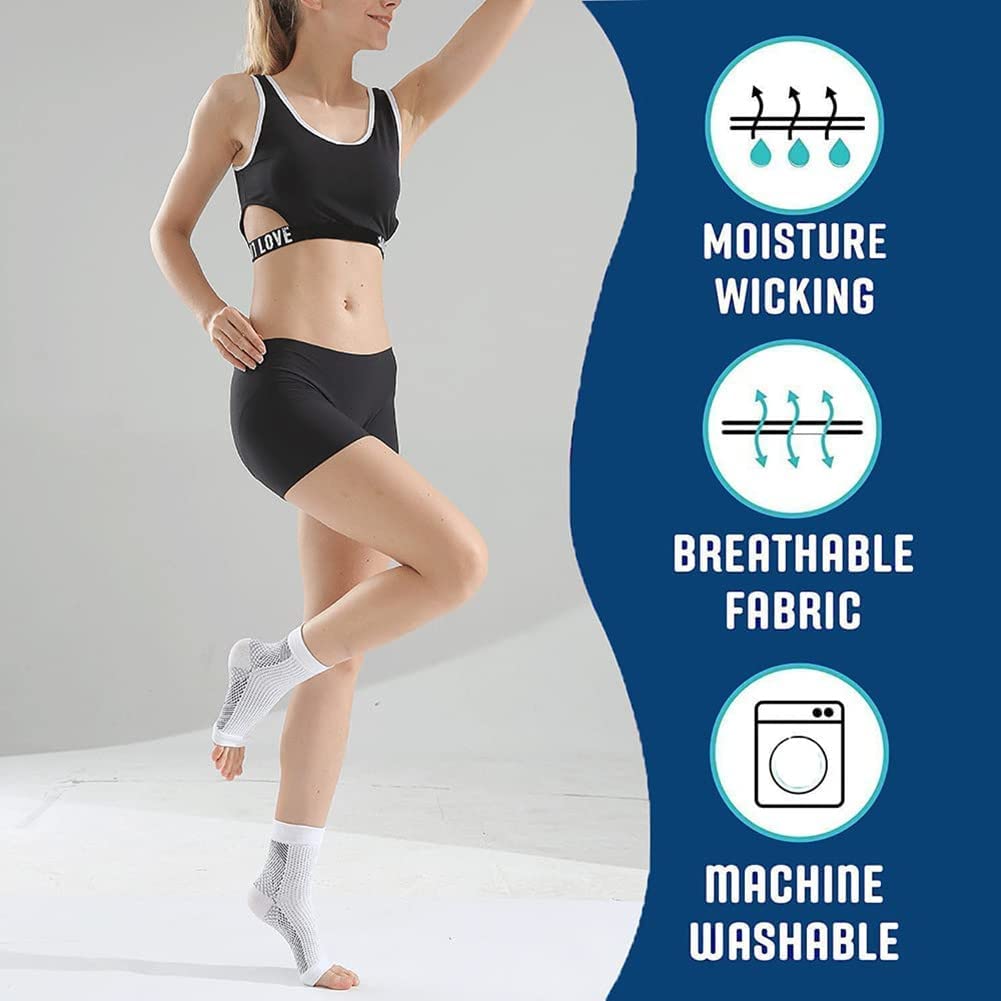 DXFWYTZQ Heelsium Pain Relief Socks, Compression Socks for Women, Instant Medical Athletic Calf Injury Recovery & (Medium,White)