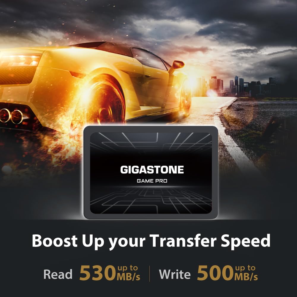 Gigastone SATA SSD 1TB (2-Pack) 2.5 inch SSD 530MB/s Upgrade Laptop PC Memory and Storage PS4 HDD Replacement 2.5" Internal Solid State Hard Drives SATA III SLC Cache 3D NAND Game Pro Performance