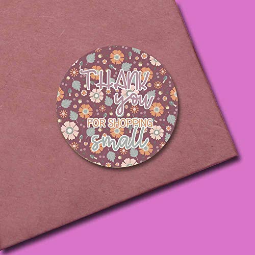 Fall Colors & Flowers Themed Thank You Customer Appreciation Sticker Labels for Small Businesses, 60 1.5" Circle Stickers by AmandaCreation, for Envelopes, Postcards, Direct Mail!