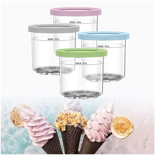 Creami Deluxe Pints, for Ninja Creami Pint Containers,16 OZ Ice Cream Container Reusable,Leaf-Proof Compatible NC301 NC300 NC299AMZ Series Ice Cream Maker