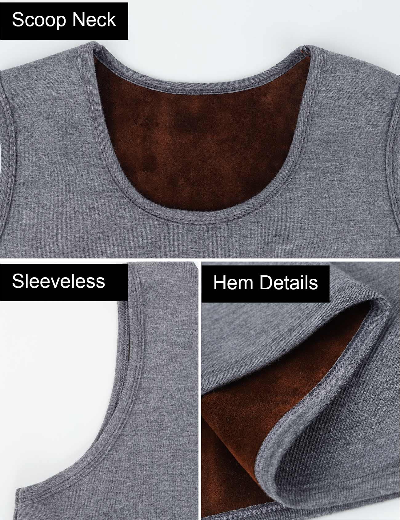 Gihuo Men Fleece Lined Underwear Sleeveless Vest Cotton Winter Warm Thermal Tank Top Undershirt(Darkgrey-XL)