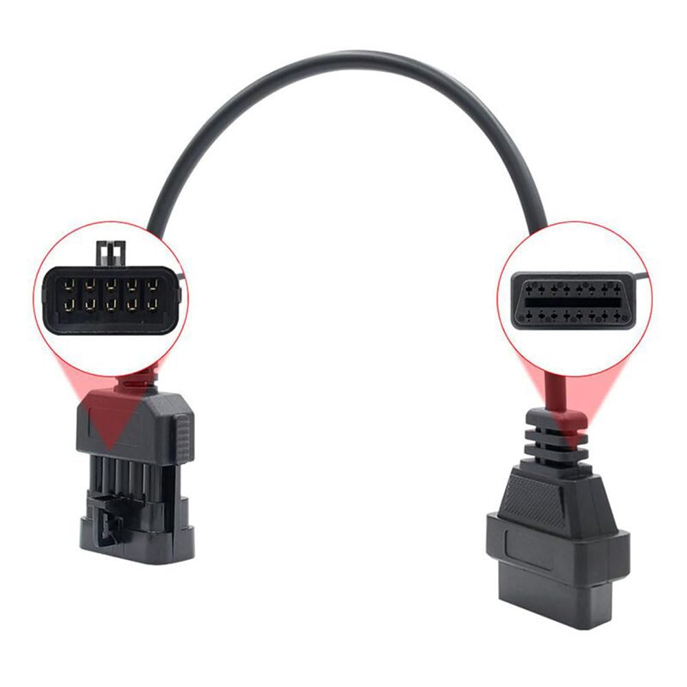 E-Car Connection 10 Pin OBD to 16 Pin OBD2 Car Extension Diagnostic Tool Connector Cable for Vauxhall and for Opel