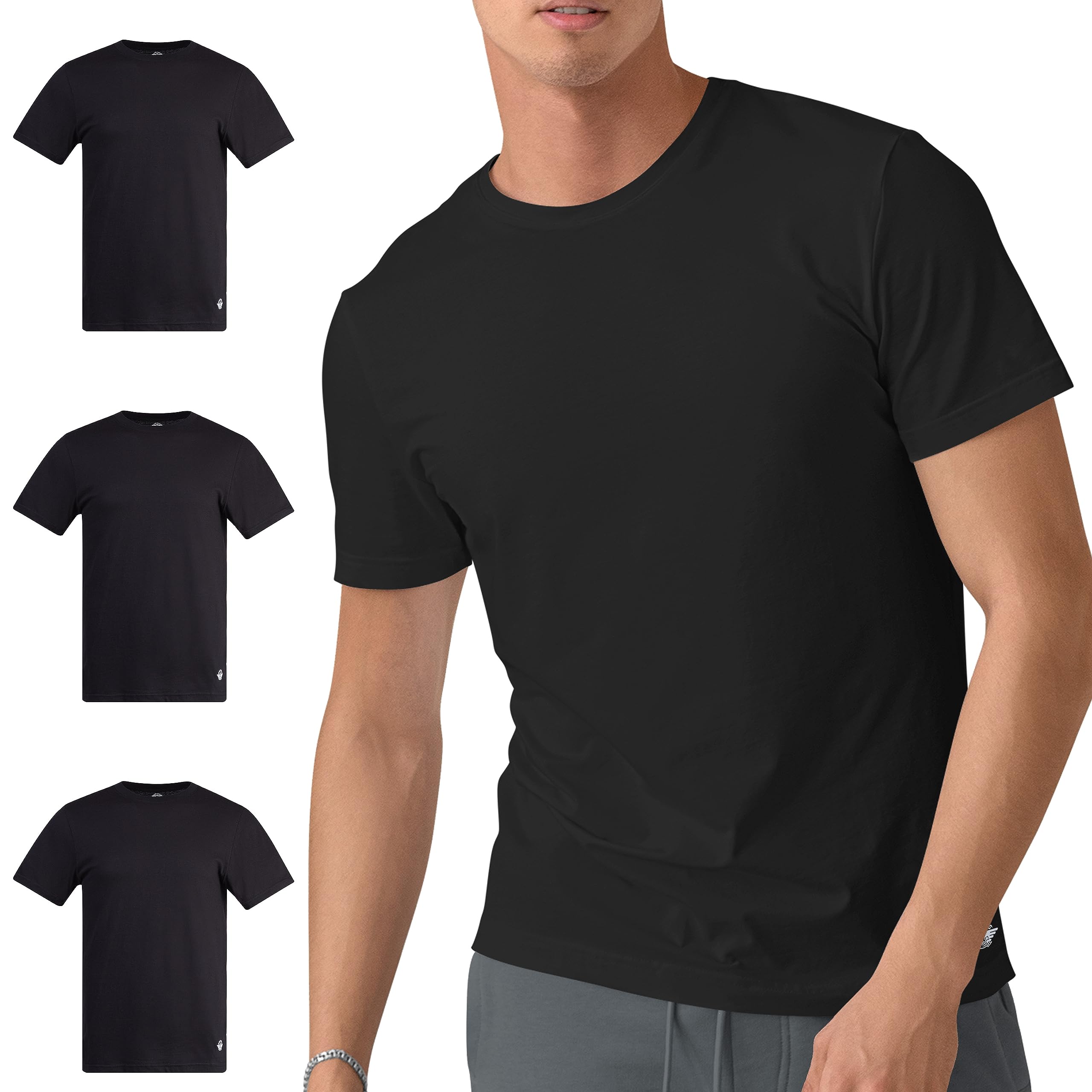Dockers Mens Undershirts 4 Pack Mens Lightweight T Shirt Crew Neck Undershirt, 100% Cotton