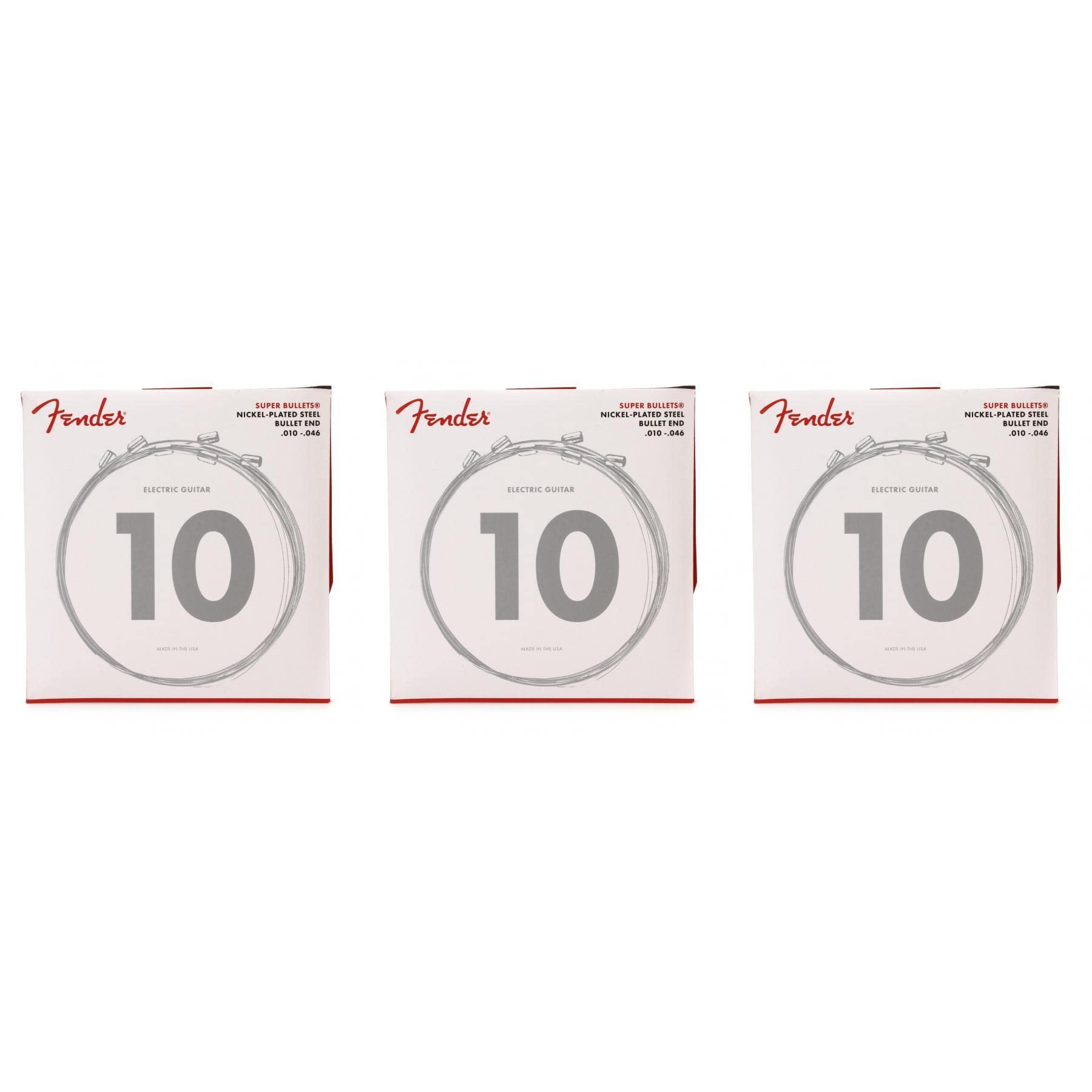 Fender 3250R Super Bullets Nickel Steel Electric Strings - .010-.046 Regular (3-Pack)