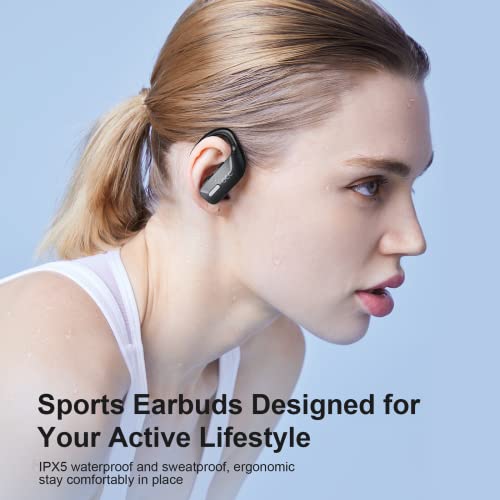occiam Bluetooth Headphones True Wireless Earbuds 48H Playback LED Power Display Earphones with 600mAh Charging Case IPX5 Waterproof in-Ear Earbuds with Mic for TV Smart Phone Computer Laptop Sports