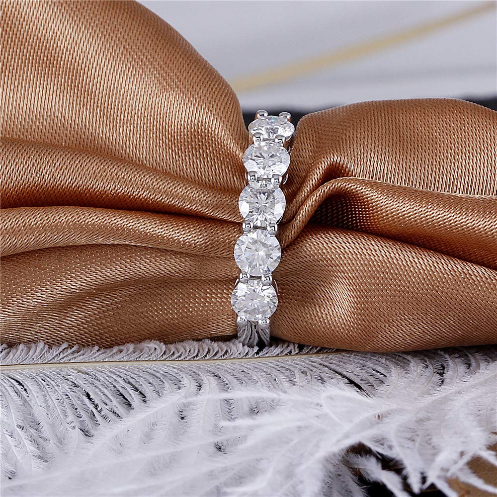DovEggs Solid 14K White Gold 1.25CTW 4mm GH Color Moissanite Engagement Ring Half Eternity Anniversary Wedding Band（9）