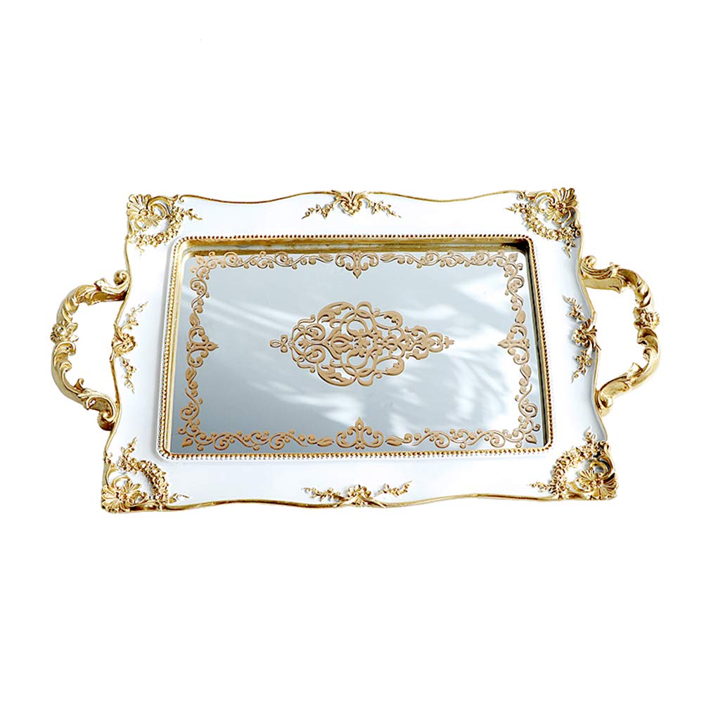 Echaprey Large Crystal Rectangle Mirrored Decorative Tray,Cosmetic Vanity Tray Organizer for Home Décor/Wedding/Jewelry/Occasion