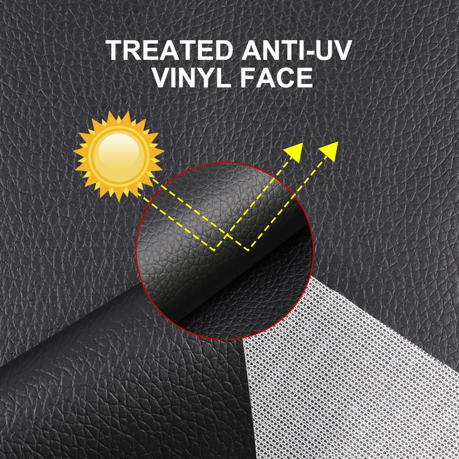 Waterproof Synthetic Leather Upholstery Fabrics, Soft Anti-UV Material,Hypoallergenic Easy to Clean Non-Peeling (1Yard, Black)
