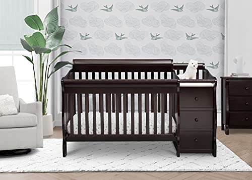 Delta Children Princeton Junction 4-in-1 Convertible Crib and Changer - Greenguard Gold Certified, Dark Chocolate
