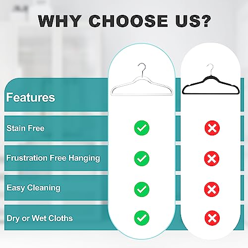 Quality Hangers Clear Plastic Hangers for Clothes | 50 Pack - Heavy Duty Hangers Space Saving Crystal Clear Acrylic Hangers | 360 Degree Swivel Hook and Notches | 17.5 Inch (Clear, 50)