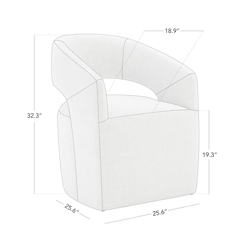 KISLOT Upholstered Dining Chairs with Casters No Assembly Modern Barrel Armchair with Rollers for Diningroom Bedroom Livingroom Reading Room