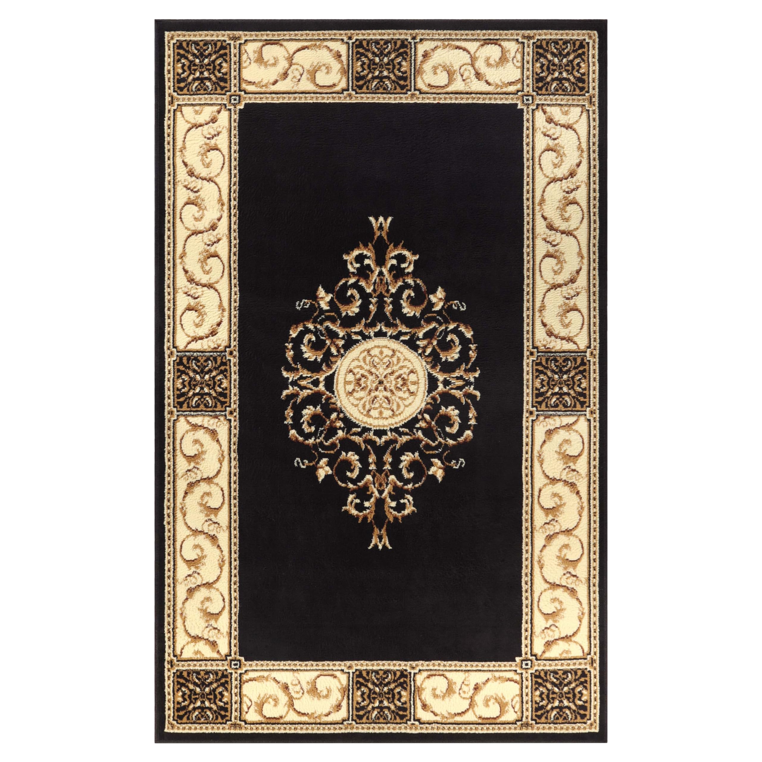 Superior Indoor Area Rug, Plush Carpet Cover, Traditional Oriental Medallion, Perfect for Hallway, Entryay, Living, Dining, Bedroom, Office, Kitchen, Medallion Collection, 6' x 9', Coffee