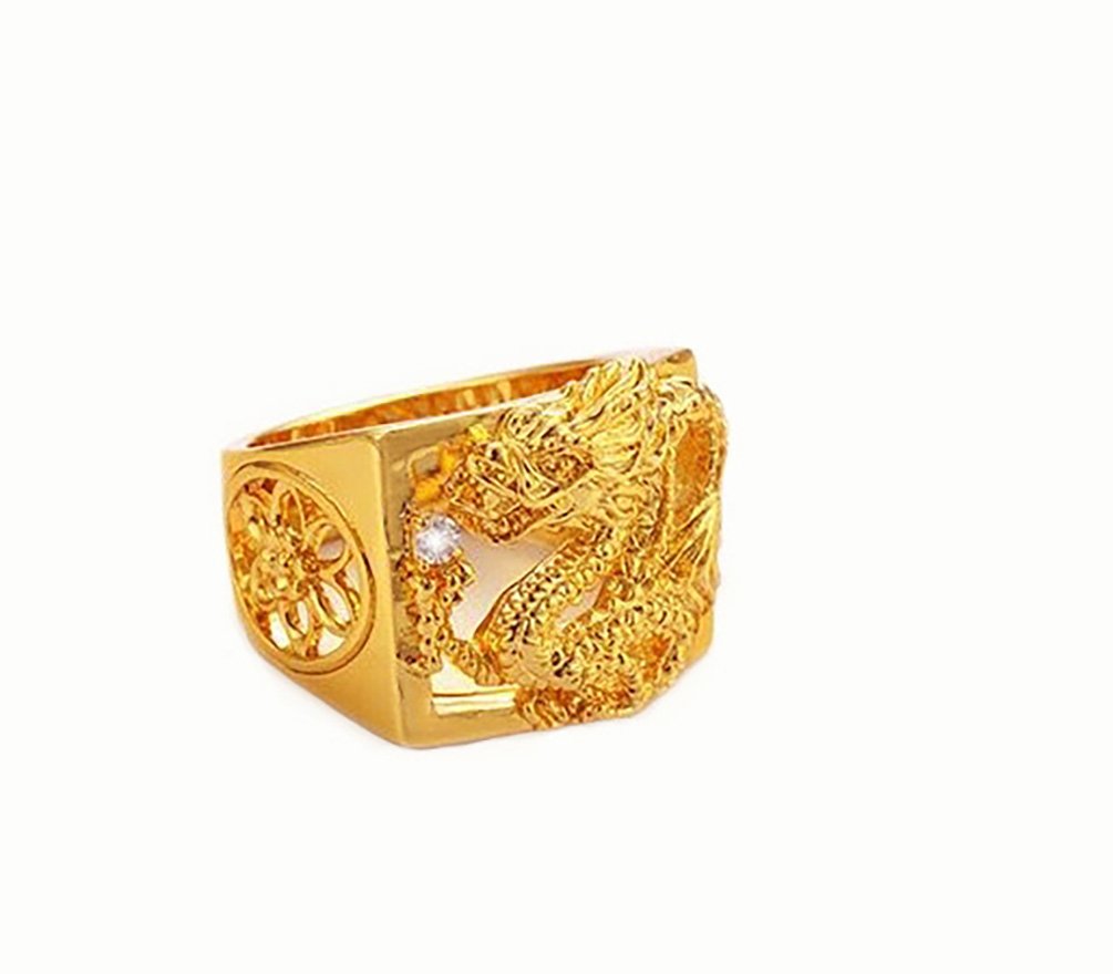 Devastating Designs 24K Gold Filled Men's Women's Dragon Ring And Austrian Crystal (10)