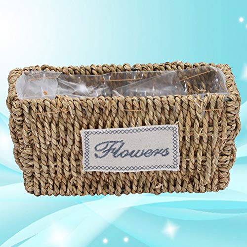 Hemoton Woven Hamper Basket with Handles Wicker Seagrass Belly Basket Wicker Flower Basket with Handle Wicker Hamper Baskets for Gifts Flower Pot Indoor Flower Girl Storage Basket Bamboo
