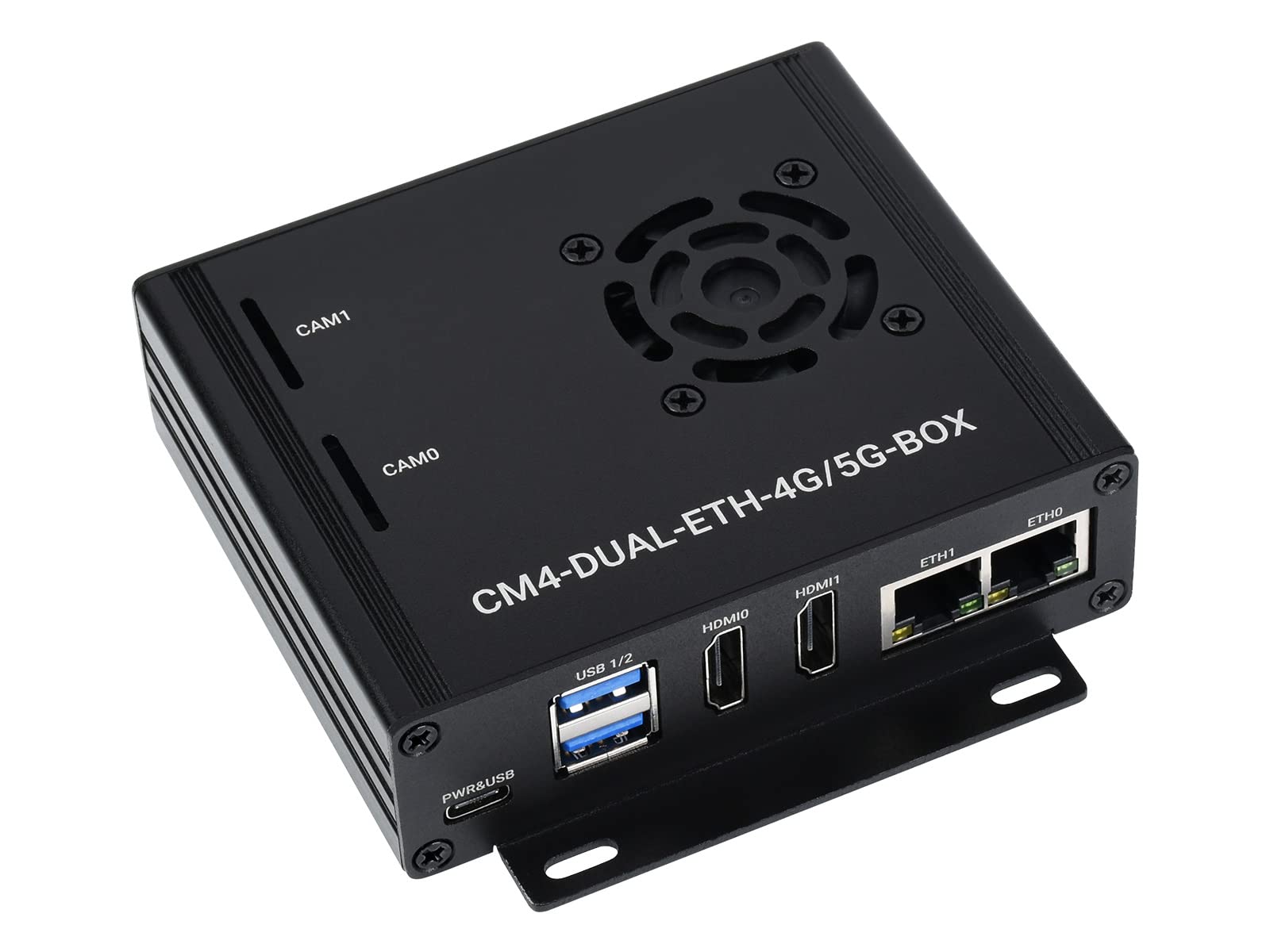 Waveshare Dual Gigabit Ethernet 5G/4G Mini-Computer Compatible with Raspberry Pi Compute Module 4 (NOT Included) with Metal Case and Cooling Fan