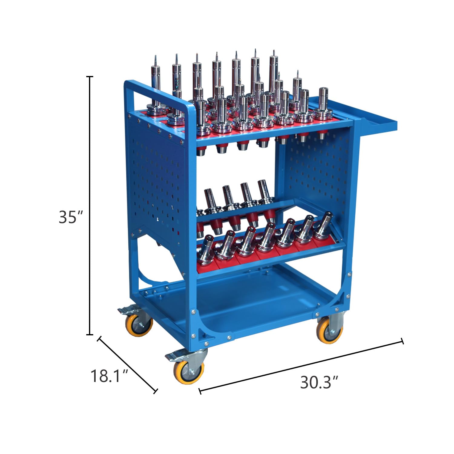 Kissybride Tool Cart 40 Taper Tool Holder CNC Tool Cart CAT40 Tool Trolley BT40 Service Carts CNC Machine Tool Service Cart (CAT40 35 Capacity), Blue