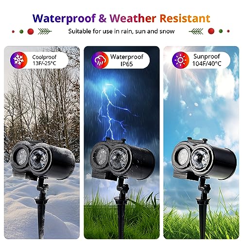 Temgin Christmas Projector Lights Outdoor, 2-in-1 48 HD Effects Patterns & 10 Ocean Wave Snowflake Projectors with Remote Control Timer, IP65 Holiday Light Projector for Xmas Halloween Home Party