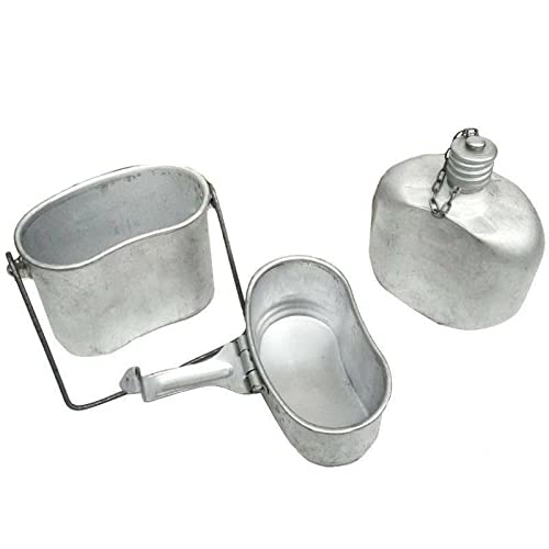 Eosphorus Original USSR Airborne Soldier 3-in-1 Canteen Kit Aluminum Metal Griddle Water Flask Mess Pot