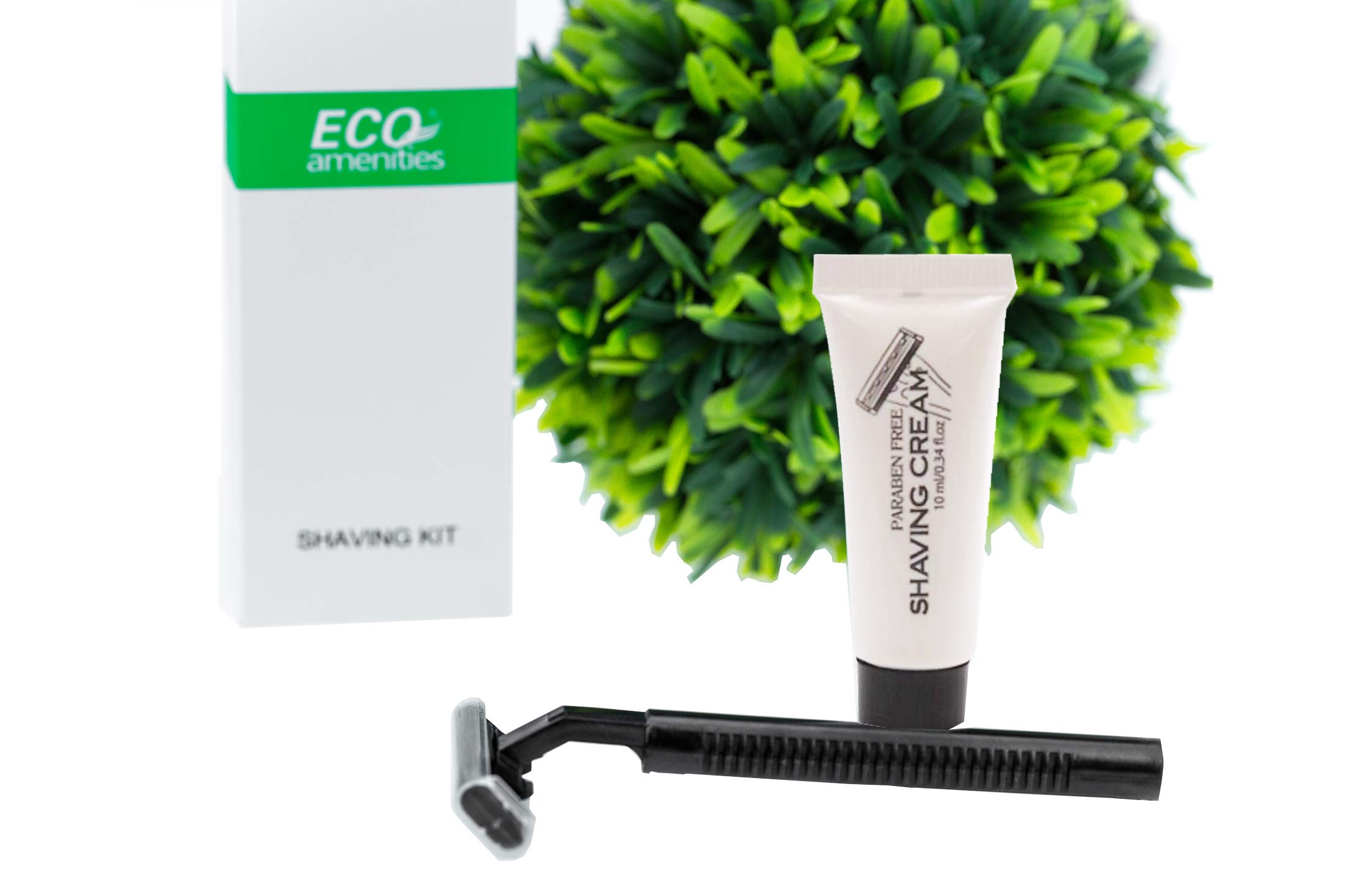 ECO Amenities Smooth Shave Disposable Razor with Cream, Individually Wrapped Paper Boxes, 100 Sets Per Case