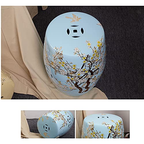 DEVINK Retro Household Drum Stool, Ceramic Stool for Living Room, Garden Stool, Suitable for Bedroom, Living Room, Garden. (Color : Lemon Yellow)