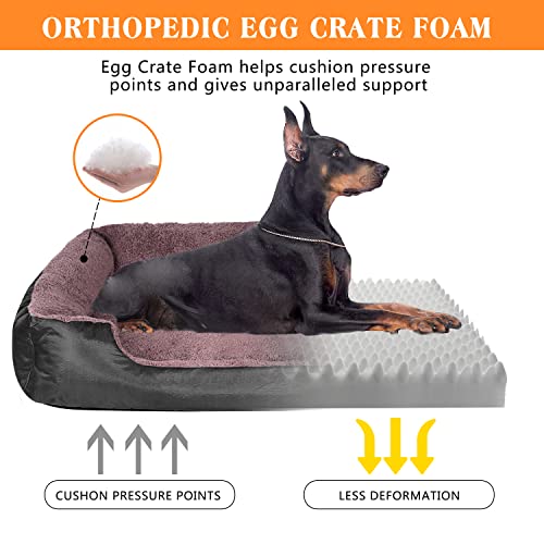 PUPPBUDD Orthopedic Dog Beds for Medium Dogs, Washable Bolster Dog Bed, Egg Creat Foam Pet Sofa with Removable Washable Cover, Waterproof Lining and Nonskid Bottom Couch for Comfortable Sleep