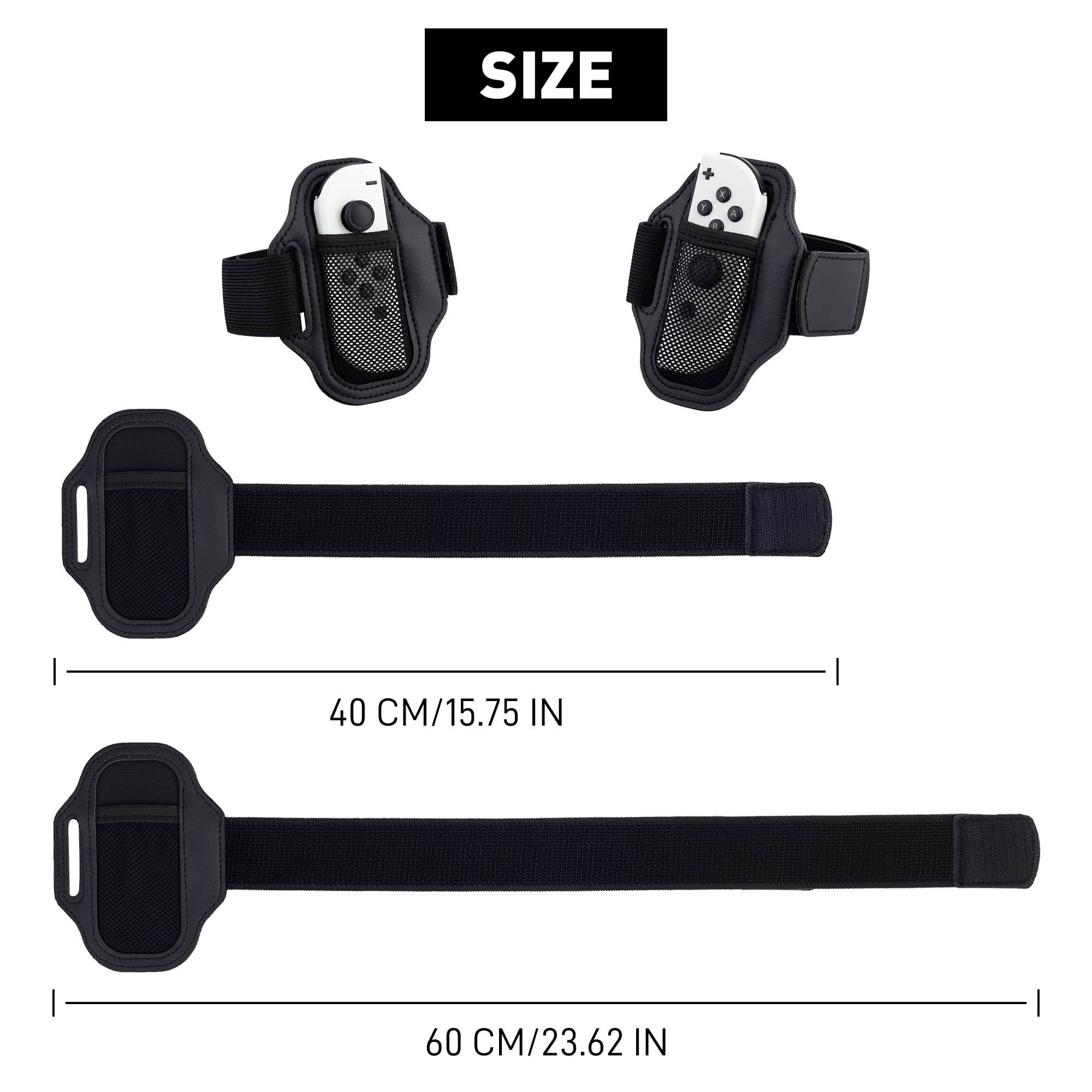 GLDRAM Leg Straps for Nintendo Switch Sports and Ring Fit Adventure, Game Accessories for Nintendo Switch & Switch OLED Joy Con, Adjustable Elastic Leg Bands with 2 Size for Adults & Kids - 2 Pack