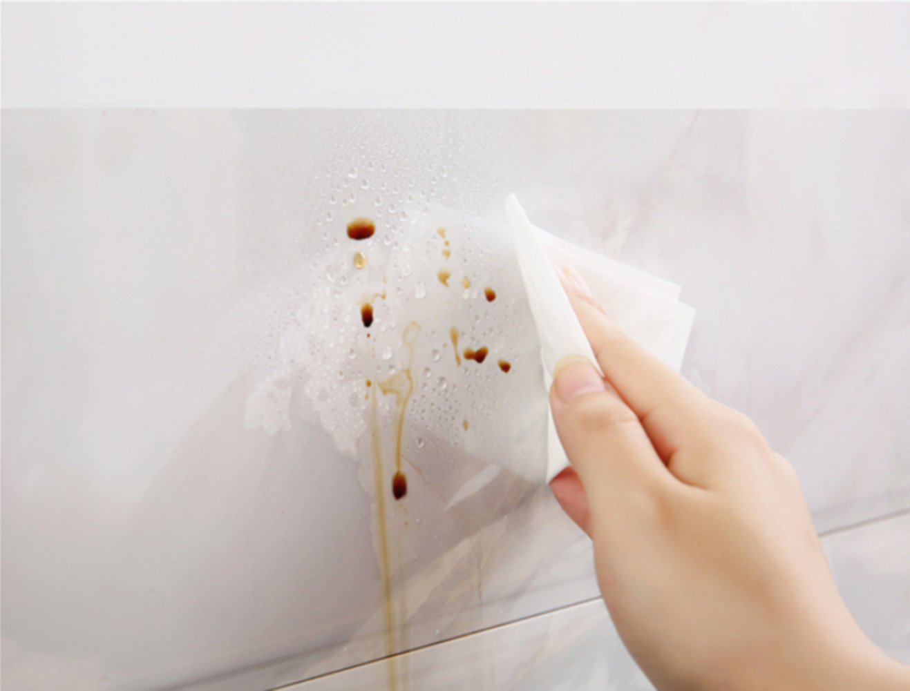 Emoyi Kitchen Backsplash Wallpaper Stickers Waterproof Oilproof High Temperature Resistant Transparent PVC,17.5inchesx27.5inches /6pcs