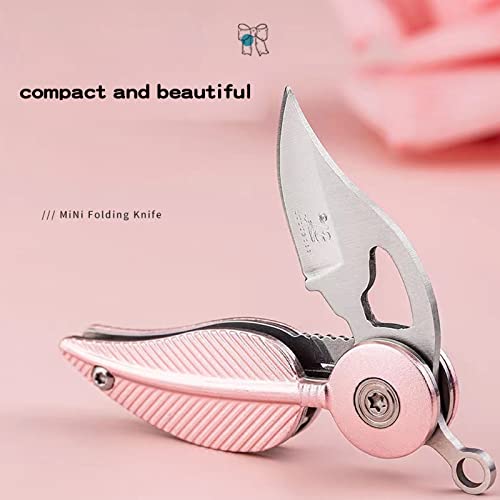HENWAFX Pink feather knife for unpacking express delivery, small fruits, ladies mini knife is easy to carry (1 pack)…