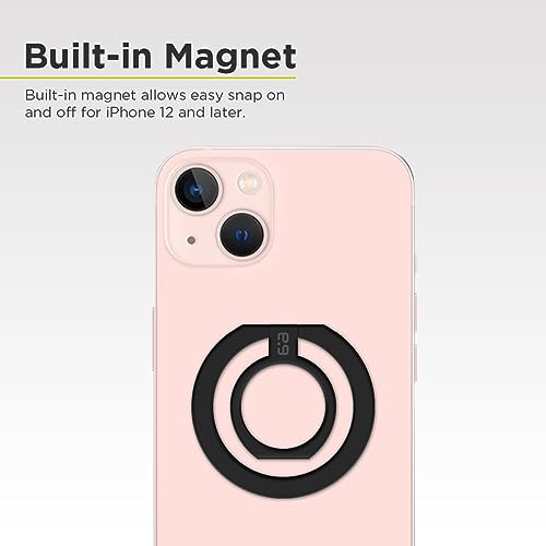 PureGear Magnetic Phone Grip, Magnetic Phone Ring Stand, Magnetic Phone Ring Holder for MagSafe iPhone 14, 14 Plus, 14 Pro, 14 Pro Max, 13, 13 Pro, 13 Mini, 13 Pro Max, 12, Adjustable Kickstand(Black)