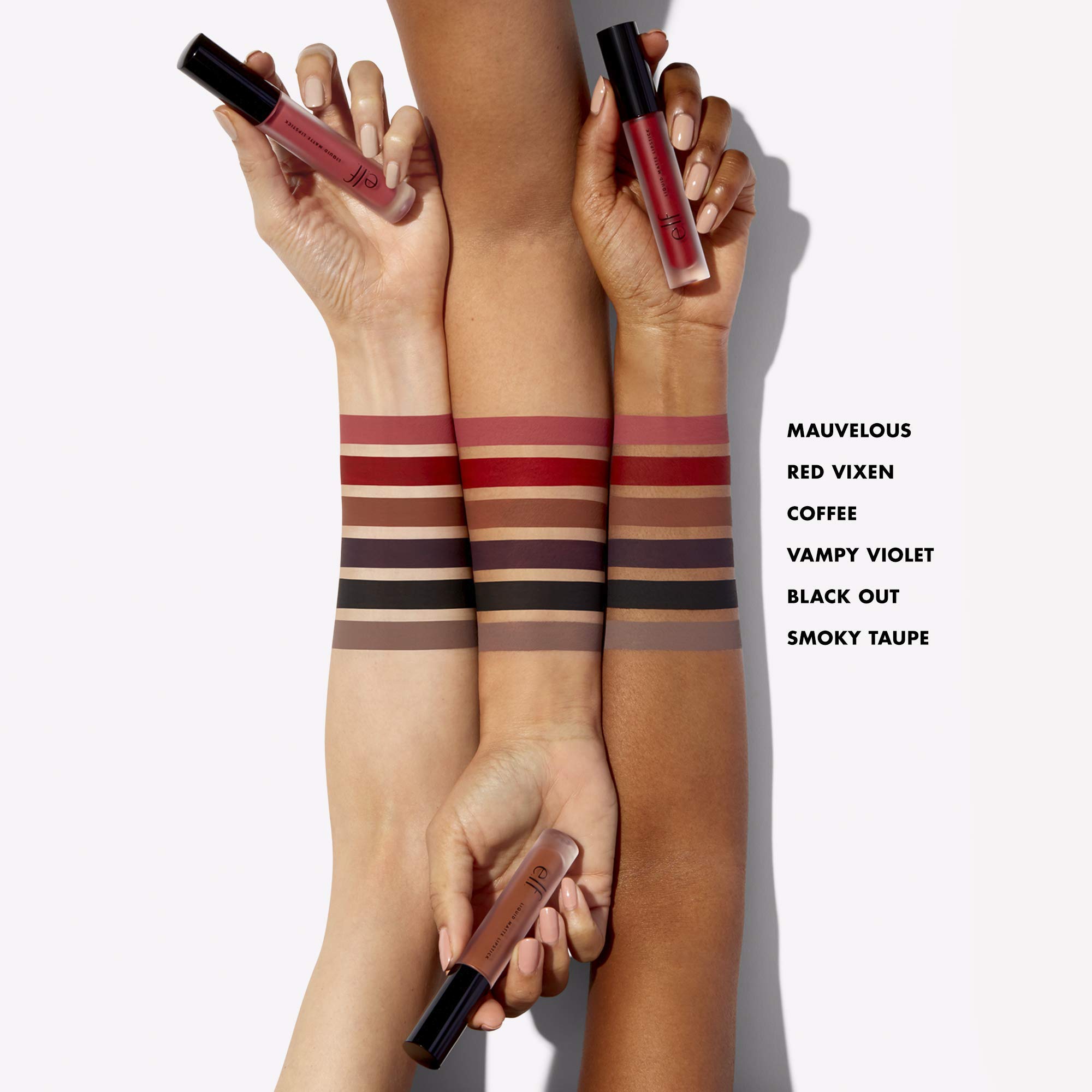 e.l.f. Liquid Matte Lipstick, Long Lasting, Quick-Drying, Smudge-Proof, Nourishes, Conditions, Moisturizes, Blushing Rose, Enriched with Vitamin E, 0.10 Oz (81168)
