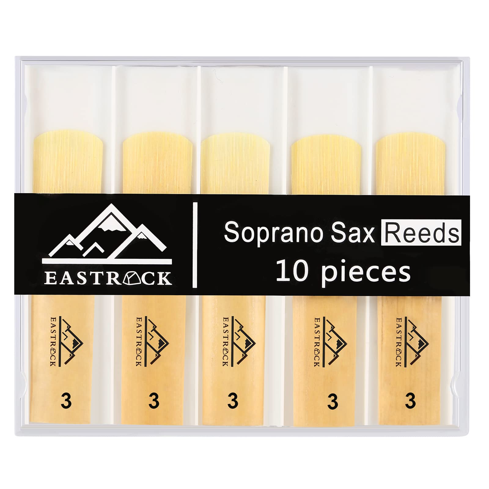 EASTROCK Soprano Saxophone Reeds 2.0/2.5/3.0 for Bb Soprano Sax Strength 2.5-10 Pack with Plastic Case