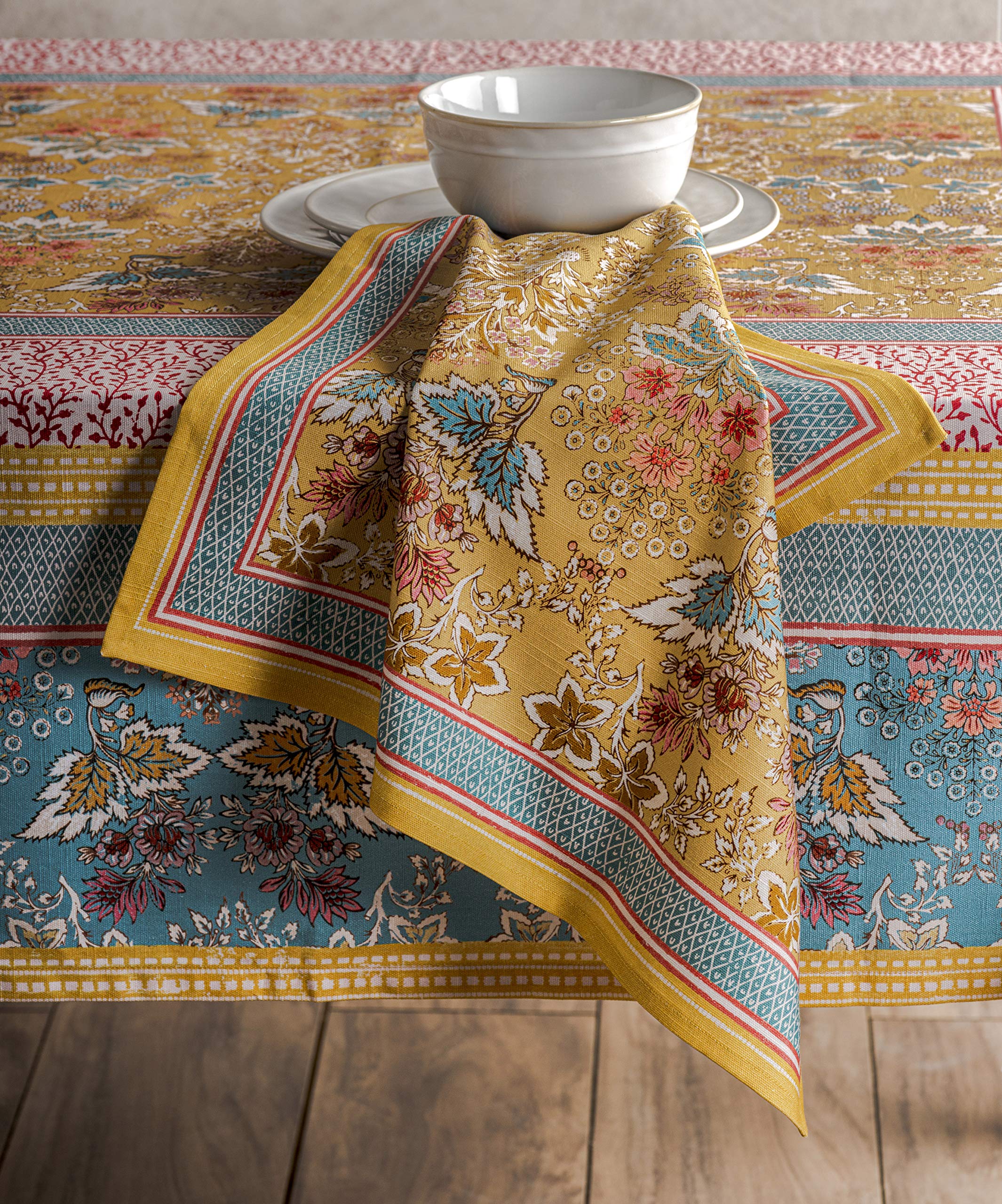 Maison d' Hermine Napkin 100% Cotton Set of 4 Decorative Washable Table Cloth Napkins, Dining, Home, Wedding, Banquet, Buffet, Marquise - Spring/Summer (20”x20”)