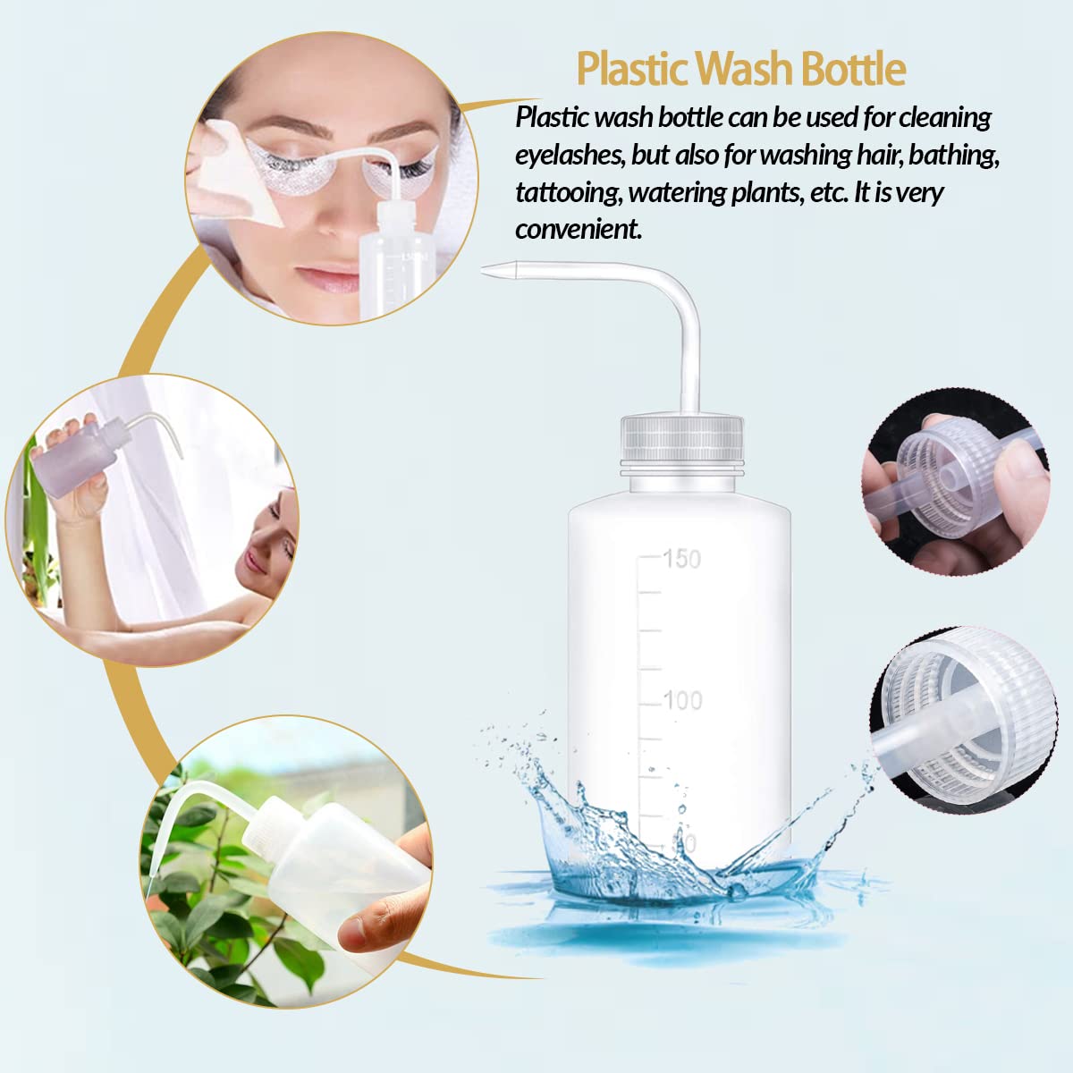 Eyelash Extension Cleanser 150ml + Rinse Bottle+ 2 Brushes+50 Mascara Wands, Eyelash Extension Shampoo, Eyelid Foaming Cleanser, Eyelash Wash and Lash Bath for Extensions, Oil Free