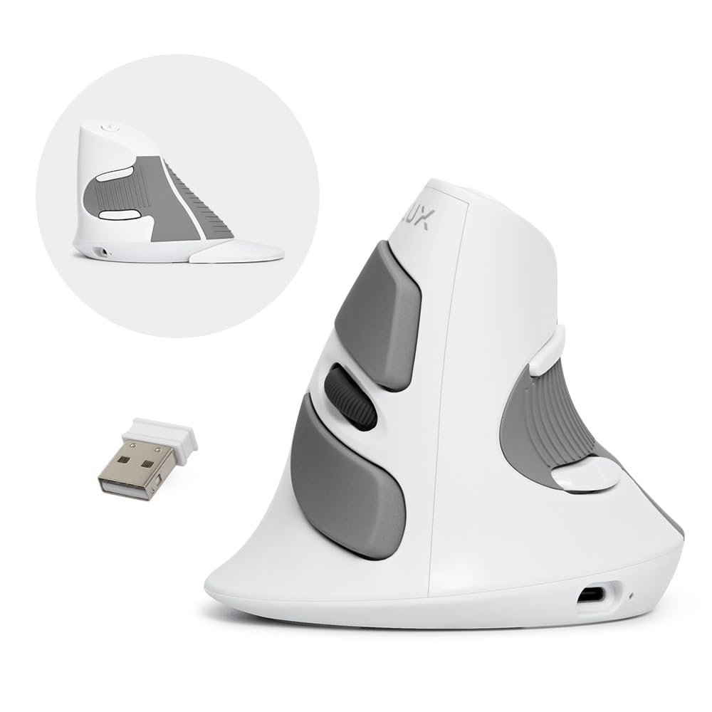 DeLUX Wired Vertical Ergonomic Mouse, with 6 Programmable Buttons, 4200DPI, Removable Palm Rest, Reduces Wrist Pain and Carpal Tunnel for Medium/Large Hands (Black)