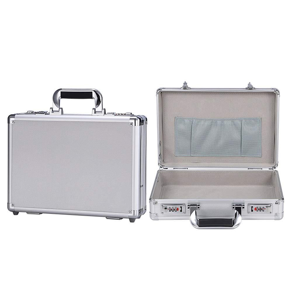 Fireproof Waterproof Box with Key Lock,File Storage Chest Personal Mobile Tote Box,for Portable Travel,Office (Color : Silver)