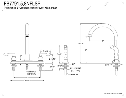 Kingston Brass FB7795NFLSP Nuwave French 8-inch Centerset Kitchen Faucet, Oil Rubbed Bronze