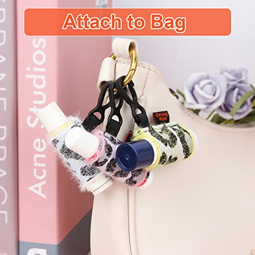 Desing Wish Chapstick Holder Keychain Sleeves Fluffy Leopard Print Lip Balm Holder Keychain Cute Portable Anti-Lost Chapstick Key Chain Holders 6 Pack (2 Pink/ 2 Yellow/ 2 White)