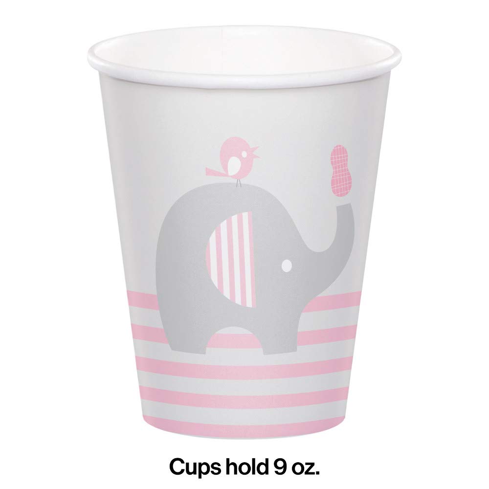 Creative Converting Little Peanut Girl Elephant Baby Shower Tableware Kit, 71 Pieces, Pink