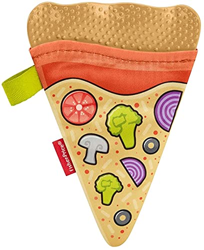 Fisher-Price Pretend Food Baby Toy Pizza Teether BPA-Free Silicone for Newborn Fine Motor & Sensory Play