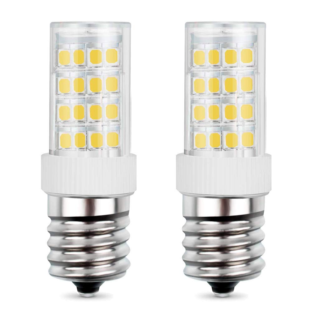 E17 LED Bulb 5W LED Microwave Light Bulb Over Stove Appliance Replacement 40W Halogen for Range Hood, Refrigerator, 120V 450LM, Daylight White 6000K, E17 Intermediate Base, Non-Dimmable, 2 Pack