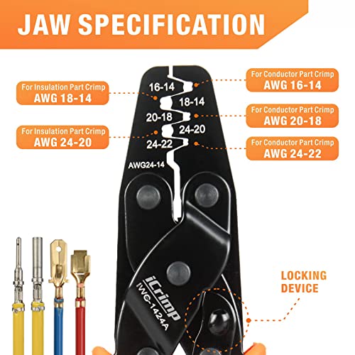 iCrimp Closed Barrel Crimper, Stamped Contacts Crimper and Weather Pack Terminal Crimper Tool Kit w/Extraction Tools-12pcs included