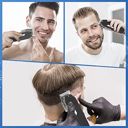 DSPĀ® Hair Clippers for Men Rechargeable Barber Clippers Professional Hair Cutting Kit Metal Shell Beard Trimmer Machine with LED Display & 1/8''-1/2'' Combs (Black)
