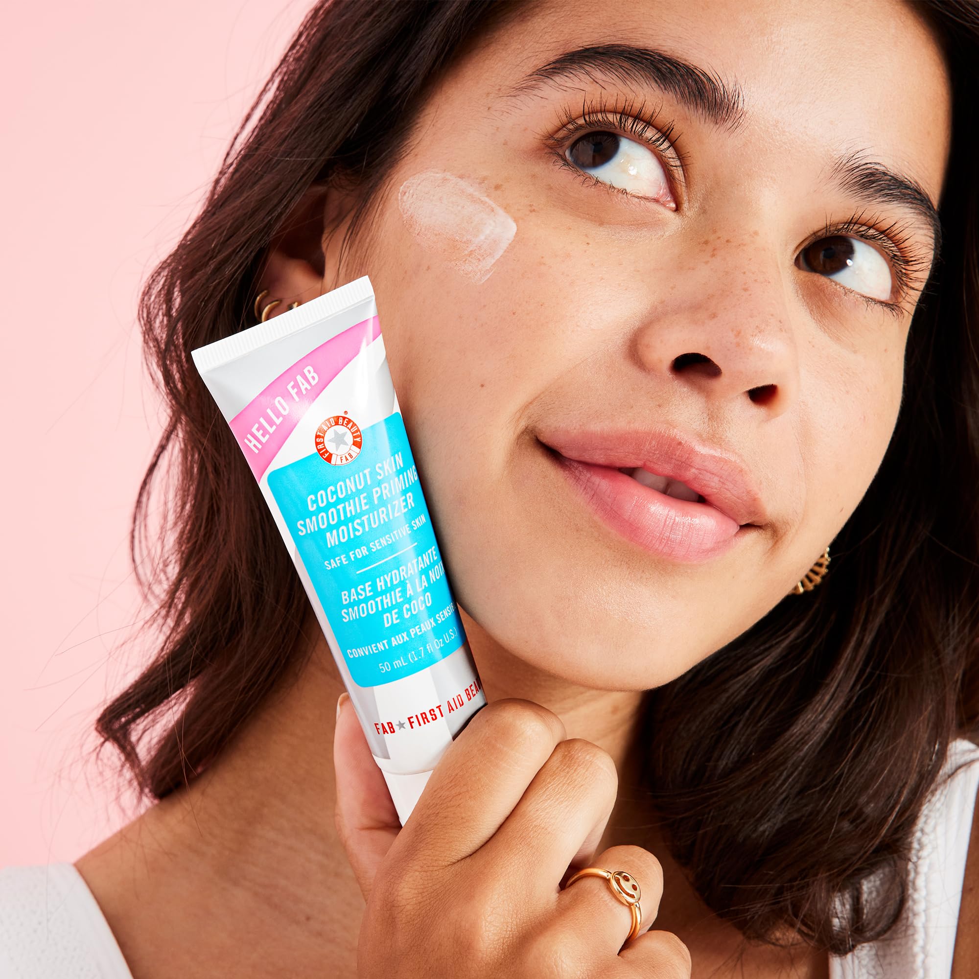 First Aid Beauty Hello FAB Coconut Skin Smoothie Priming Moisturizer, 2-in-1 Moisturizer and Makeup Primer 1.7 Oz.